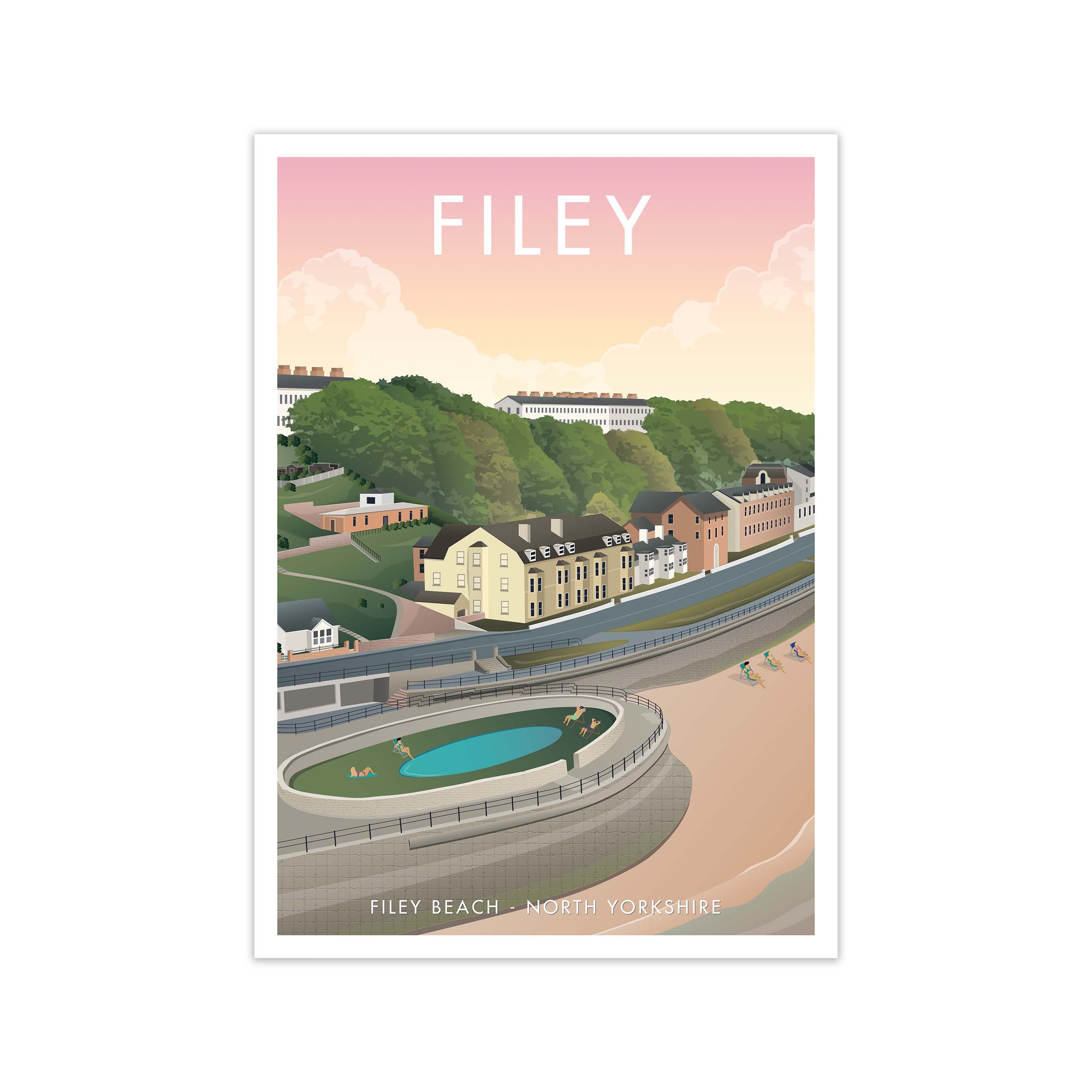 Filey Print Yorkshire Travel Poster Travel Art Gift Vintage - Etsy