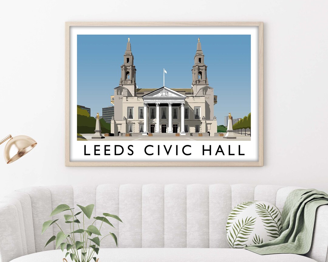 Leeds Civic Hall Vintage Travel Poster, Framed Wall Art Print - Etsy