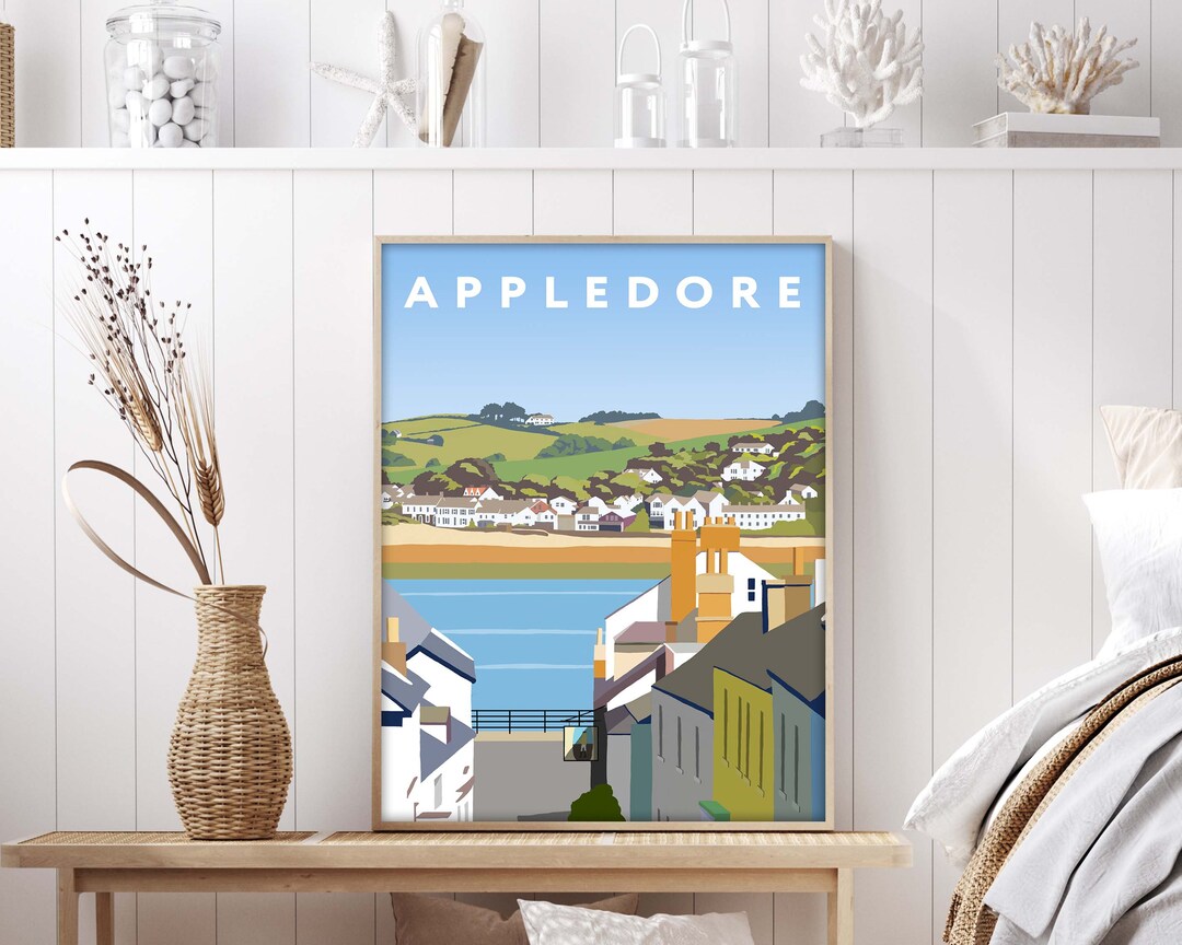 Appledore Print Devon Travel Poster Travel Art Gift Vintage - Etsy