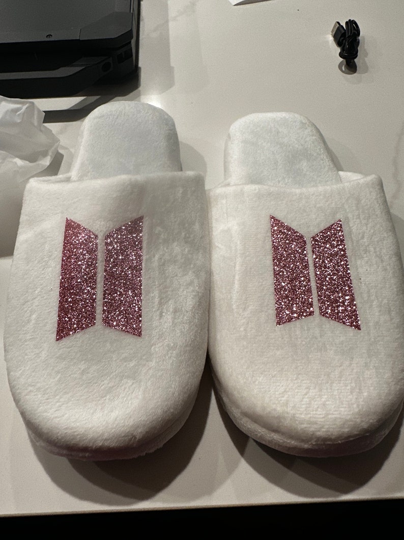 BTS Logo-memory Foam Spa Slippers/house Shoes - Etsy