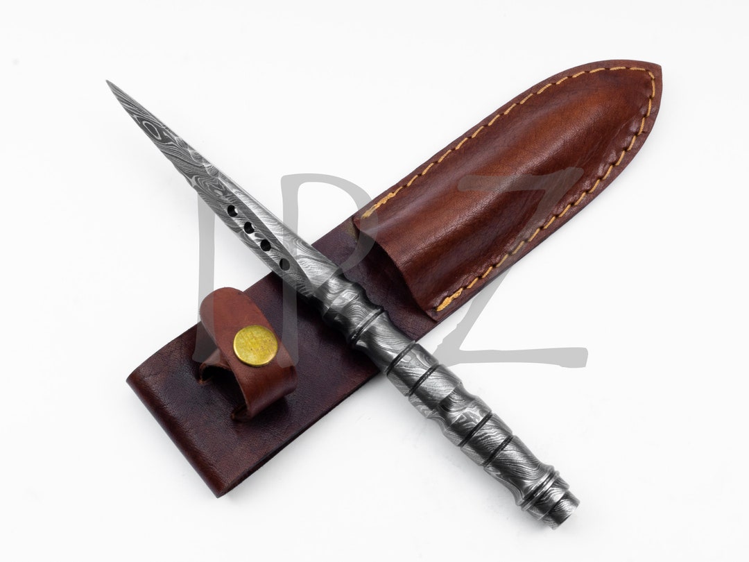 Tri Edge Dagger Knife in Handmade Damascus Steel Twisted Pattern With ...