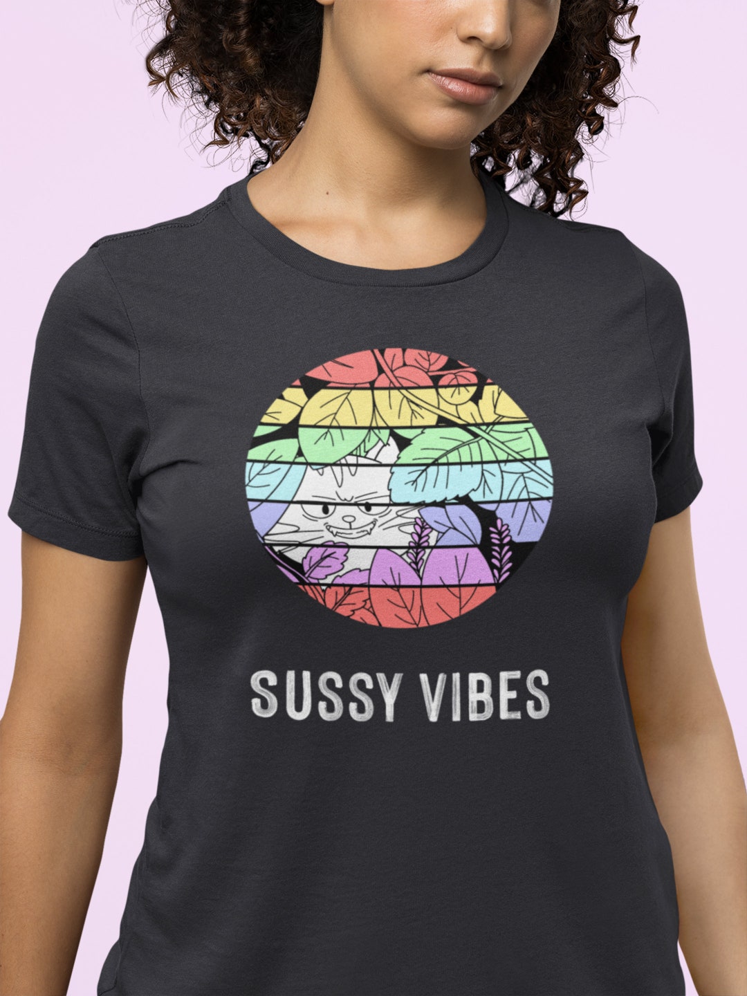 Sussy Vibes - Unisex Summer T Shirt, Gift for Cat Lovers and Among Us Fans, Cute Kitty, Short ...