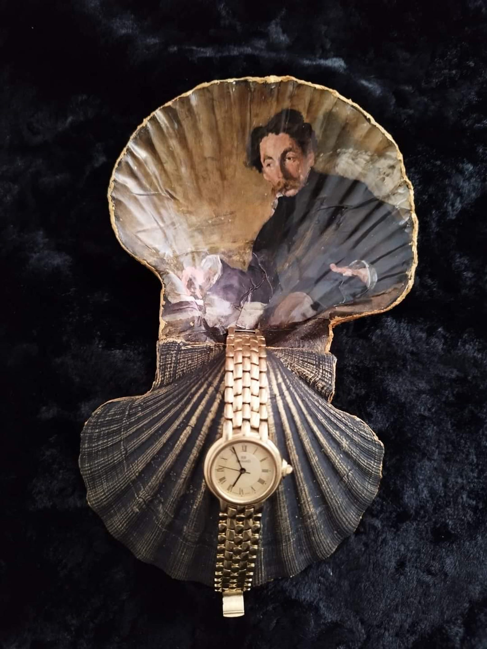 Hand Painted Saint Jacques Shell Jewelry Dish, Shell Art Ring Tray ...