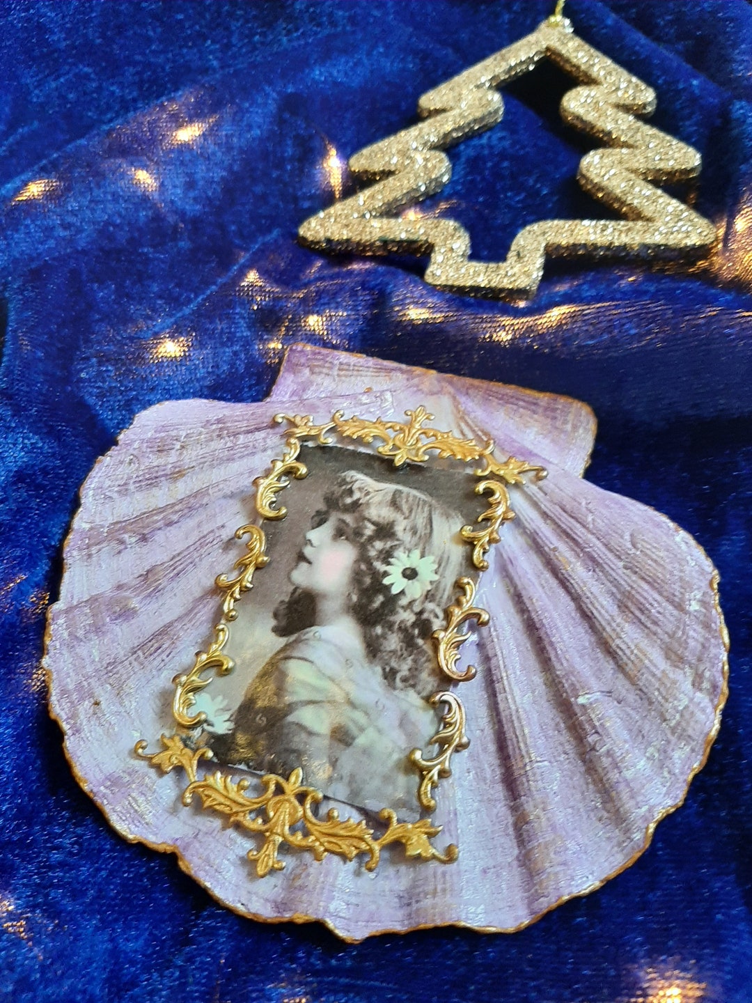 Hand Painted Saint Jacques Shell Jewelry Dish, Shell Art Ring Tray ...