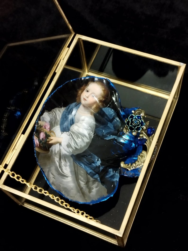 Hand Painted Saint Jacques Shell Jewelry Dish, Shell Art Ring Tray ...