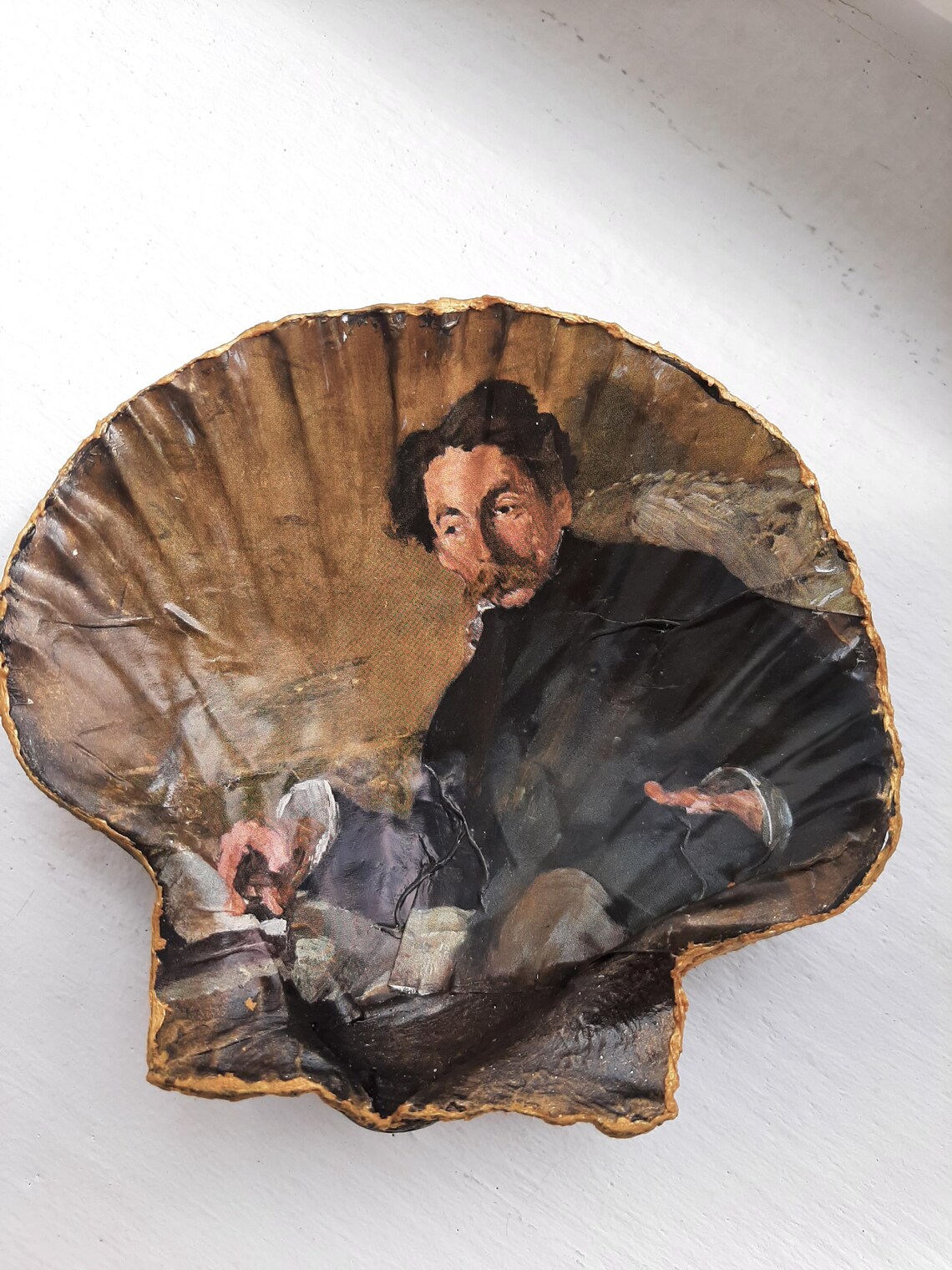 Hand Painted Saint Jacques Shell Jewelry Dish, Shell Art Ring Tray ...