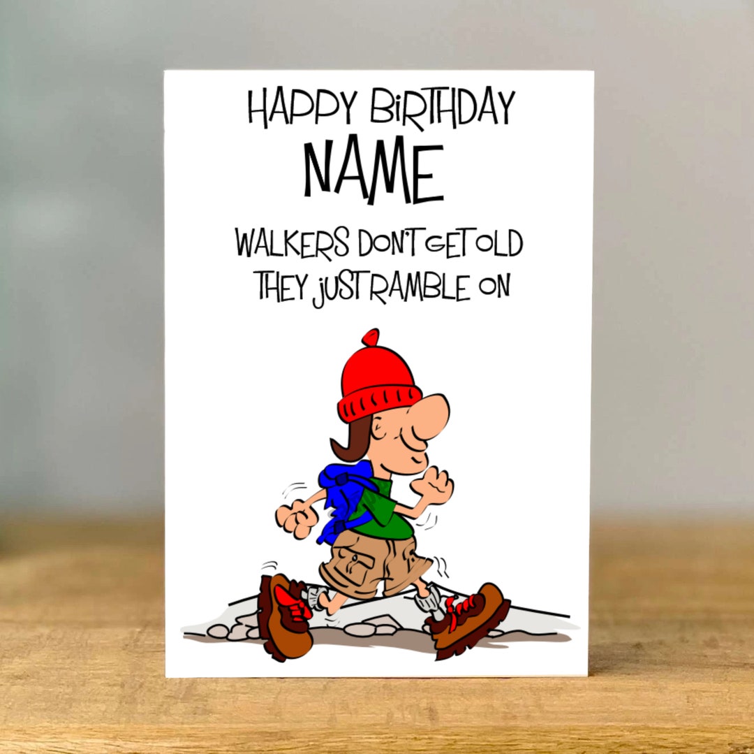 Personalised Hiking Birthday Card: Walker Cartoon Design - Etsy