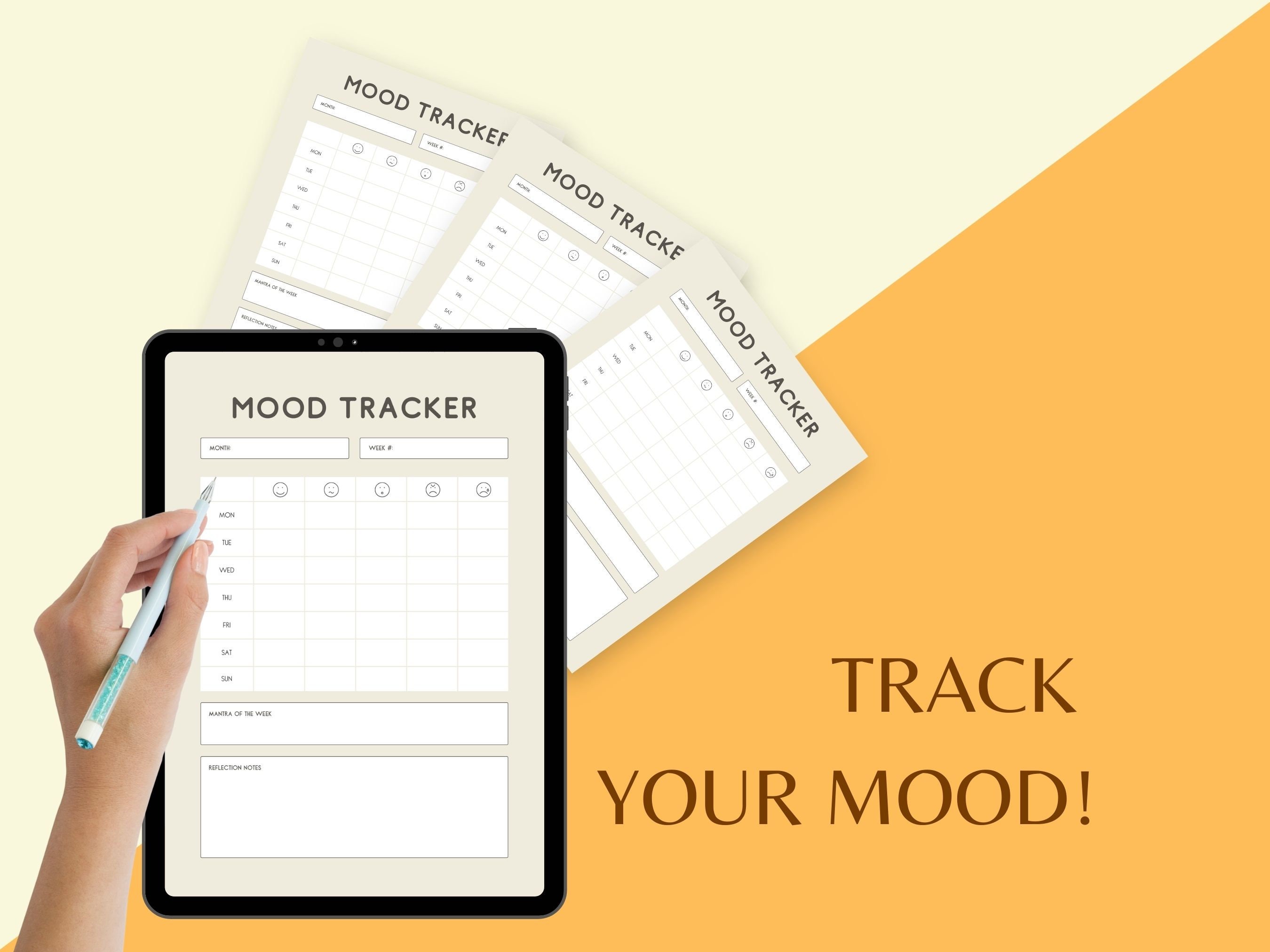 Mood Tracker Printable, A Year in Pixels, Mood Journal, Emotion Tracker ...