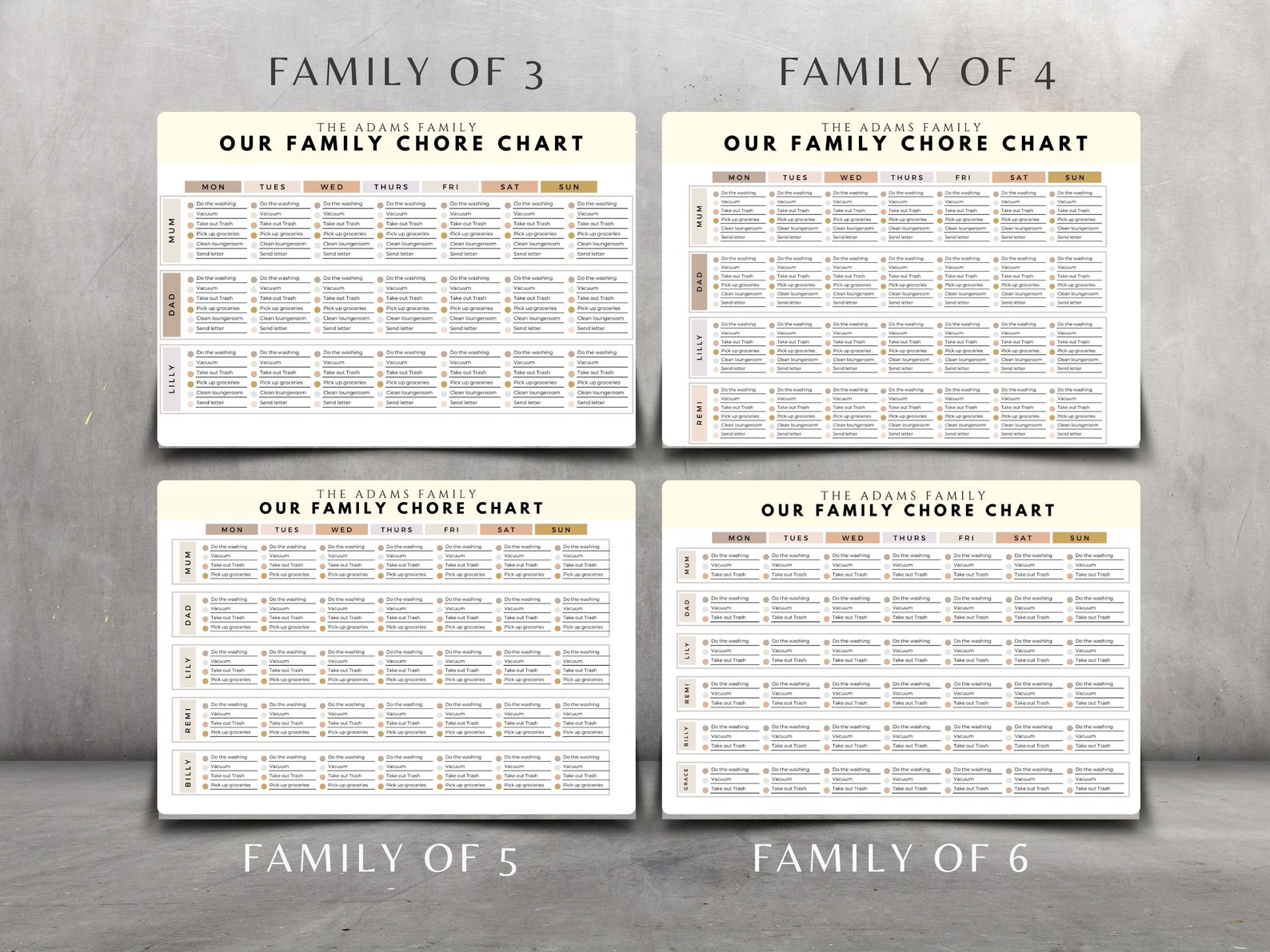 Family Chore Chart, Editable, Printable PDF, Family Chore List ...