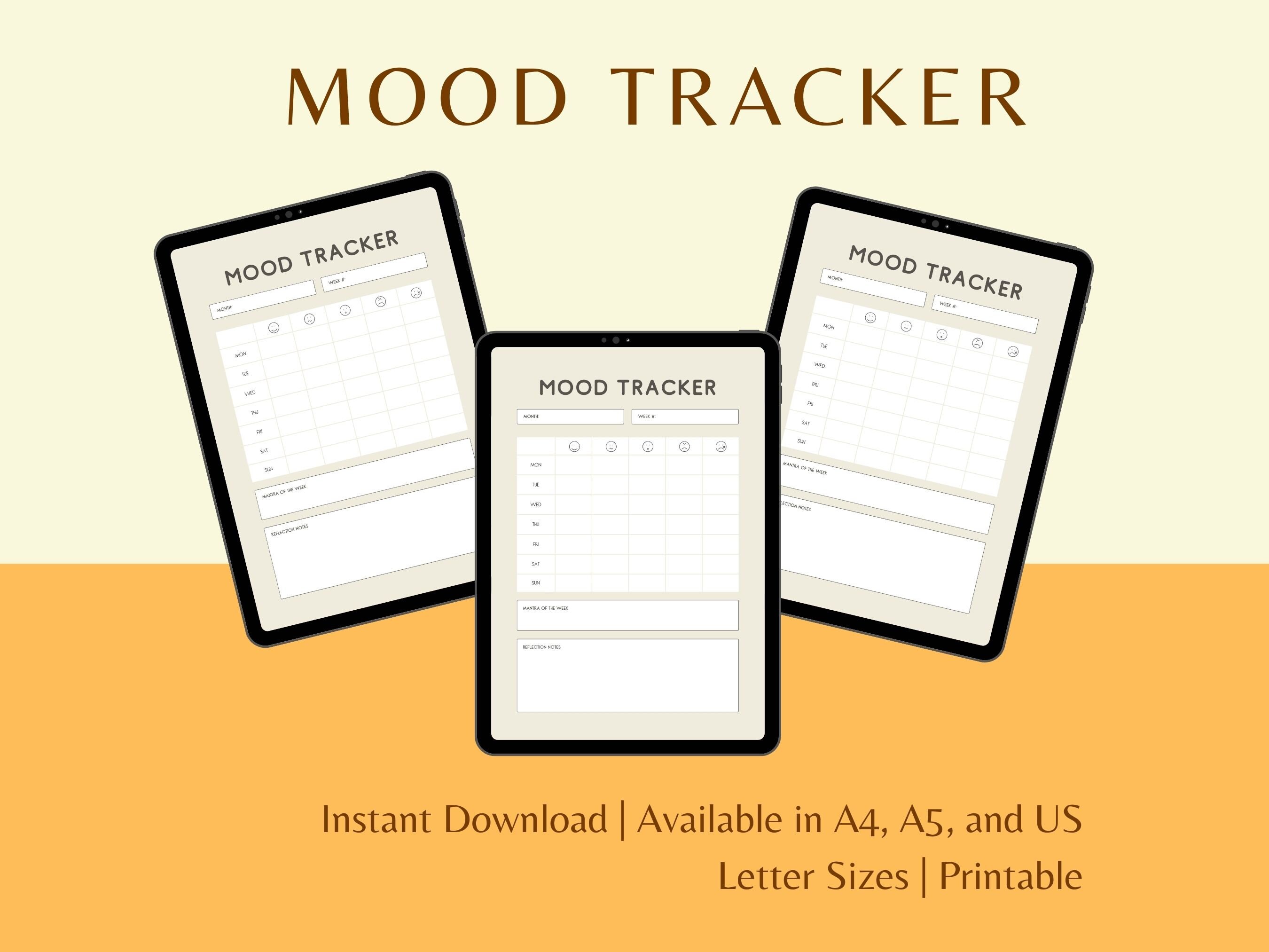 Mood Tracker Printable, A Year in Pixels, Mood Journal, Emotion Tracker ...