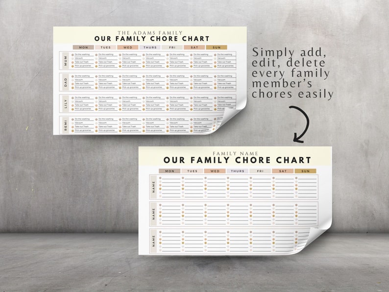 Family Chore Chart, Editable, Printable PDF, Family Chore List ...