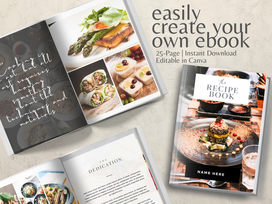 Cookbook Template, Recipe Book Template, Editable Canva, Recipe Card ...