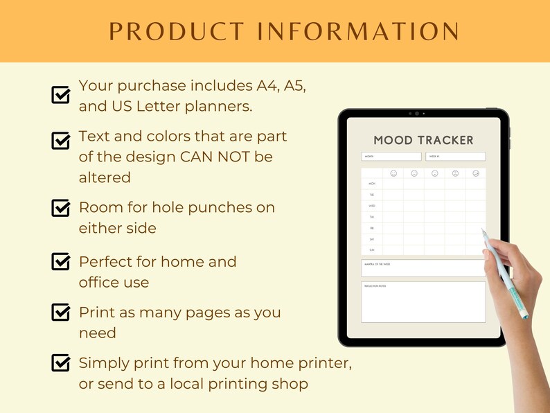 Mood Tracker Printable, A Year in Pixels, Mood Journal, Emotion Tracker ...