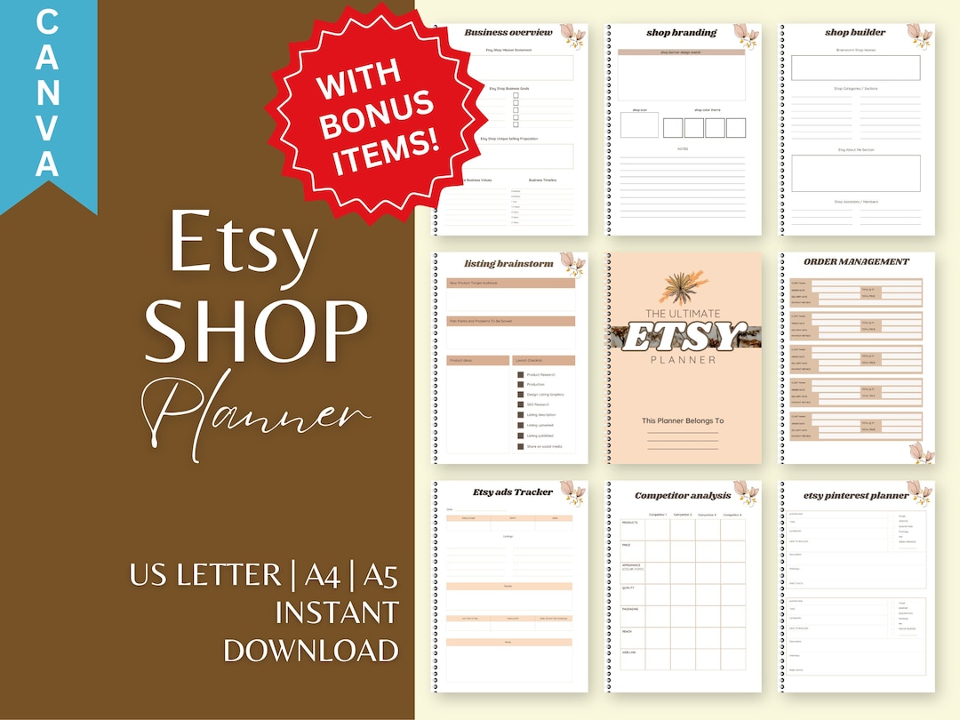 Etsy Shop Planner Etsy Business Planner Printable Etsy Planner Etsy