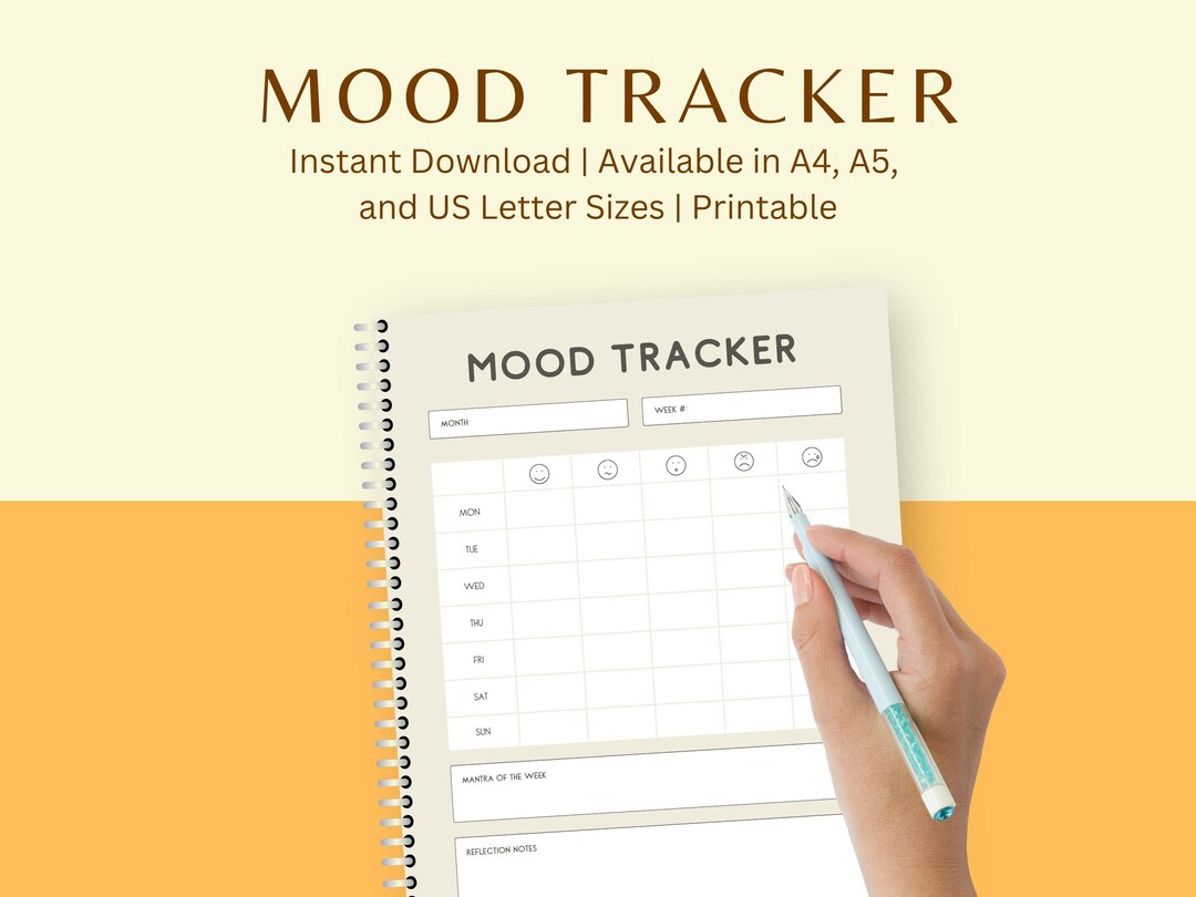 Mood Tracker Printable, A Year in Pixels, Mood Journal, Emotion Tracker ...