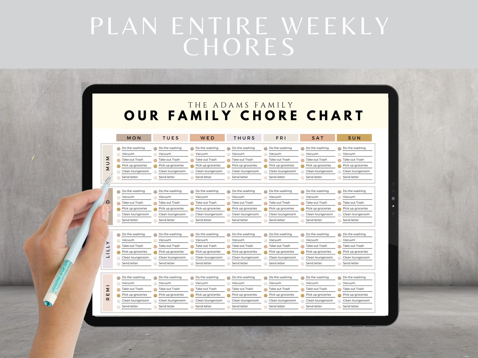 Family Chore Chart, Editable, Printable PDF, Family Chore List ...