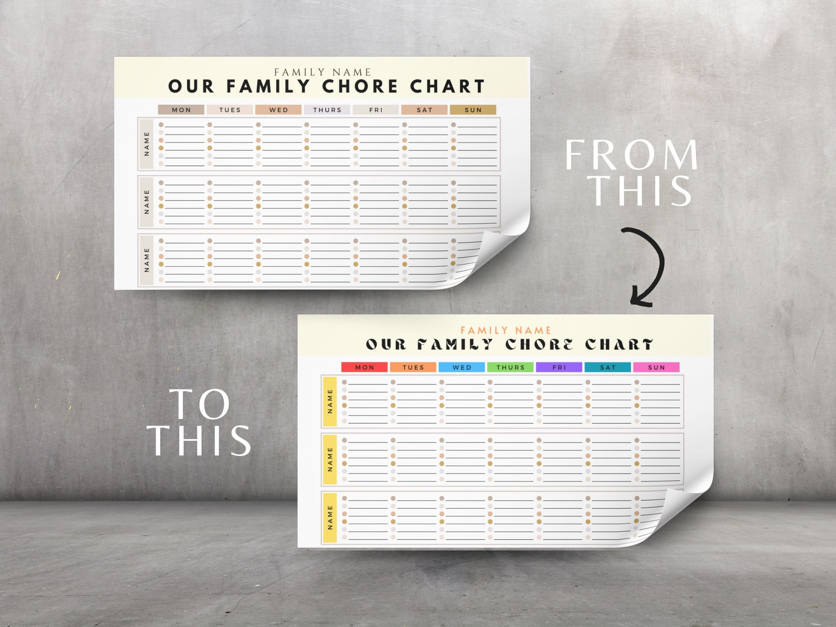 Family Chore Chart, Editable, Printable PDF, Family Chore List ...