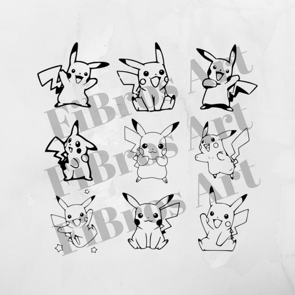 Pikachu Outline - Etsy