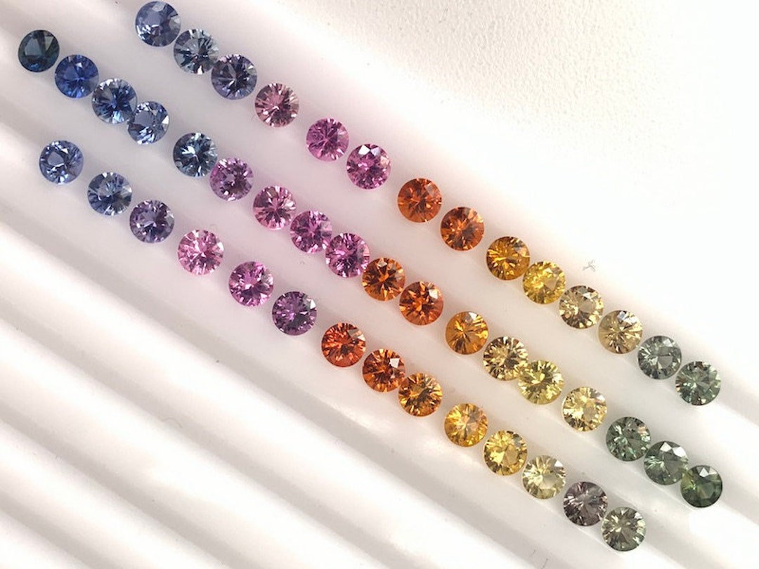 3mm Natural Multi Sapphire Round Diamond Cut Calibrated Loose Gemstones ...