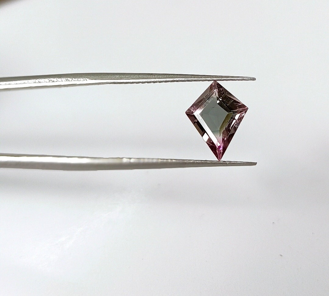 Faceted Watermelon Tourmaline Gemstone: Kite Shape Bi-color Jewelry ...