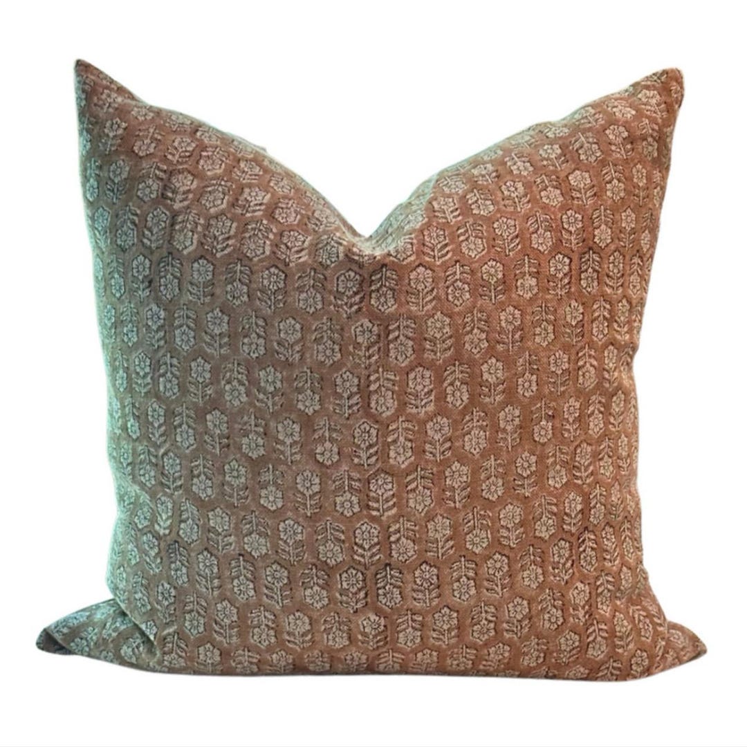 Rhea Hand Block Print Pillow Cover 100% Thick Indian Fabric Eco ...
