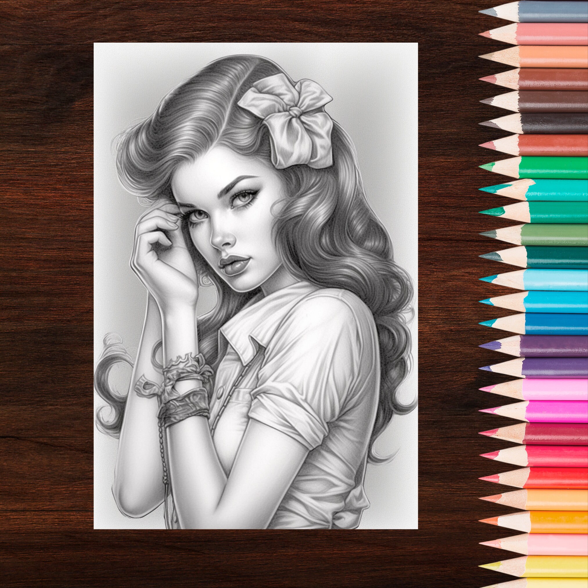 5 Vintage Pin up Girls Coloring Page Hollywood Glam Coloring - Etsy UK