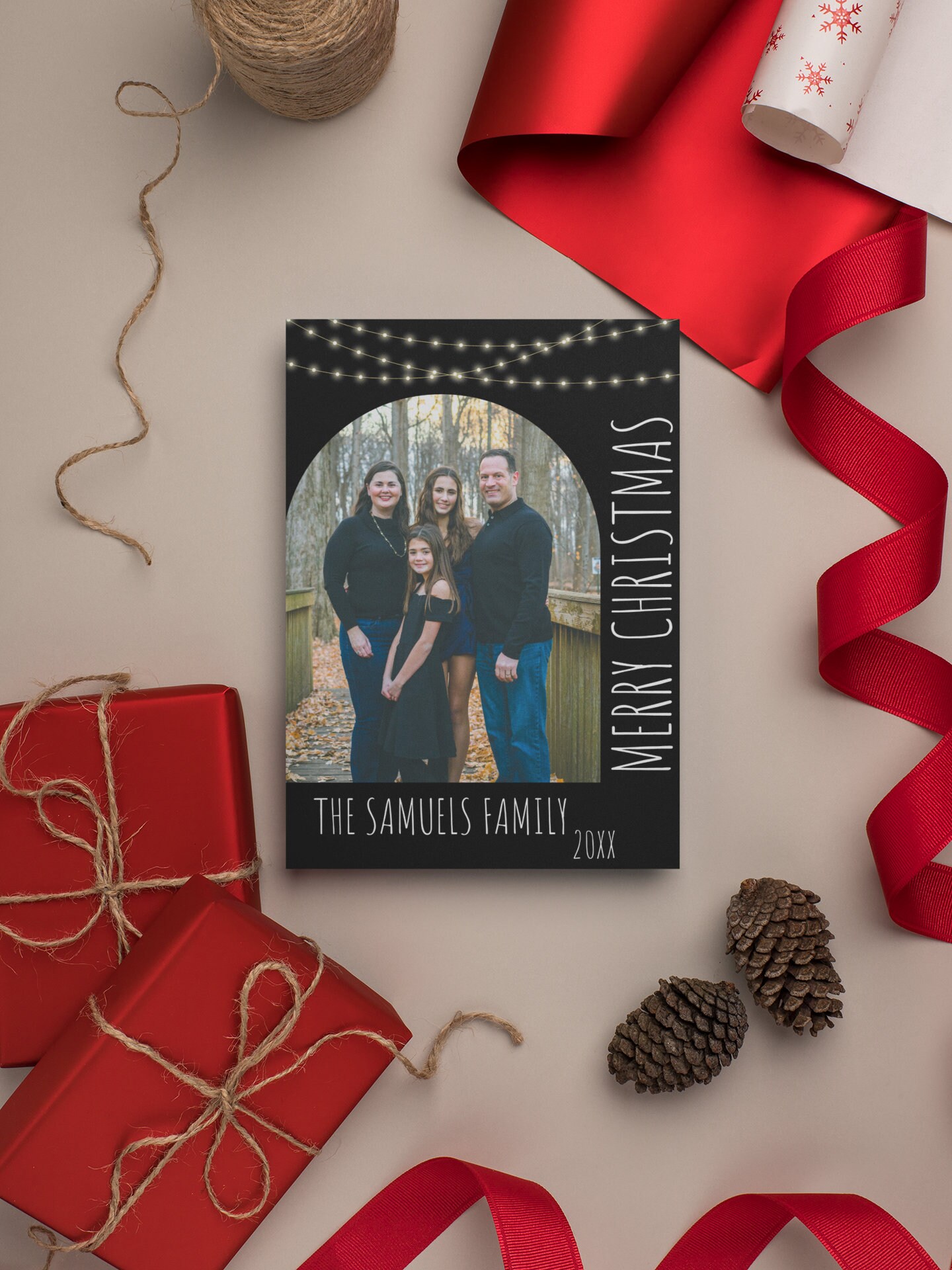 Editable Christmas Card With Photo; Customizable; Front and Back; Canva ...
