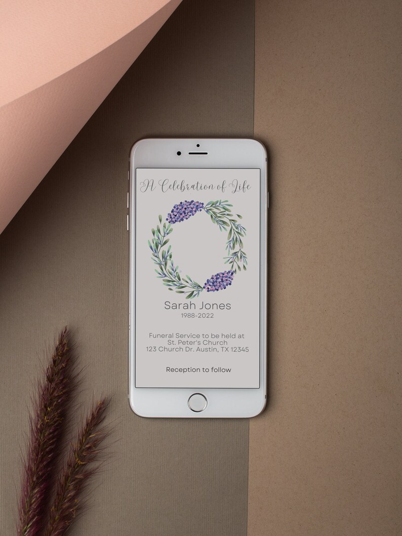 Digital Funeral Announcement Template, Electronic Funeral Invitation ...