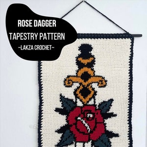 Crochet Pattern Rose Dagger Traditional Tattoo Wall Hanging Tapestry - Etsy
