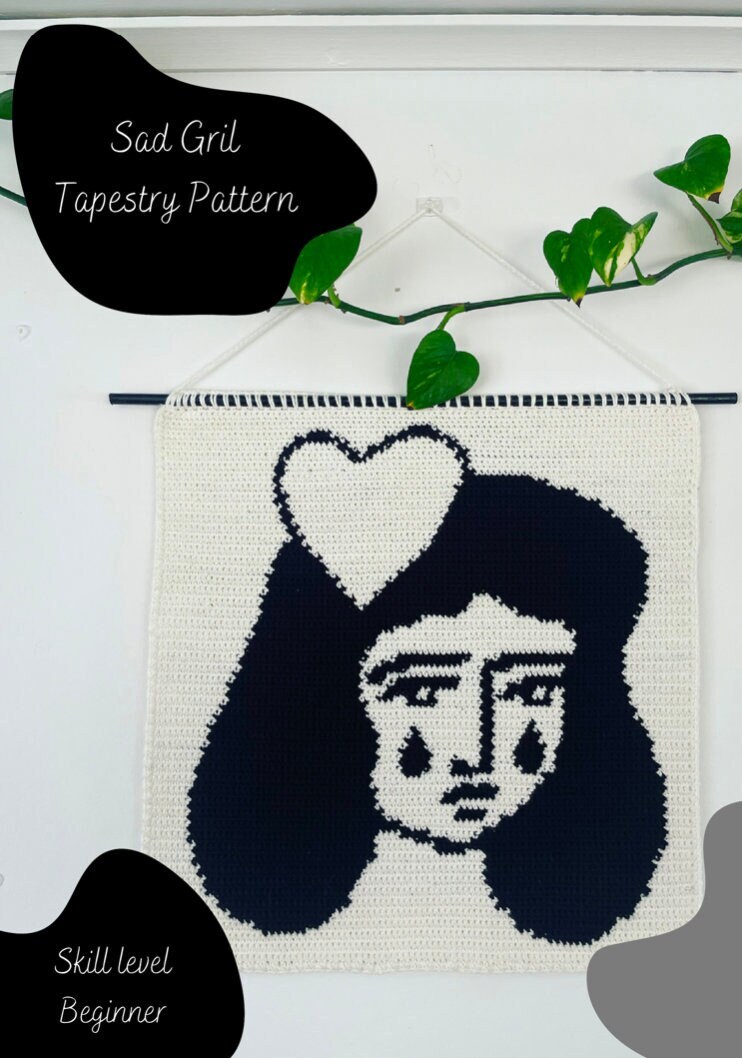 Sad Girl Traditional Tattoo Tapestry Crochet Pattern - Etsy