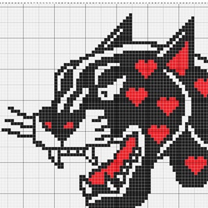 Love Heart Panther Traditional Tattoo Crochet Wall Hanging Tapestry ...