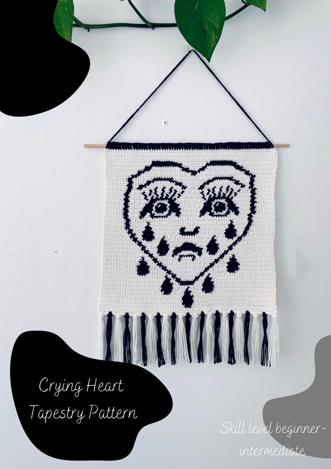 Crying Heart Crochet Wall Hanging Pattern - Etsy