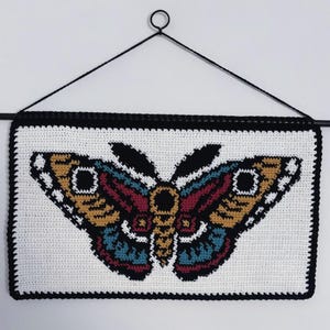 Crochet Wall Hanging Tapestry Pattern Butterfly Traditional Tattoo - Etsy