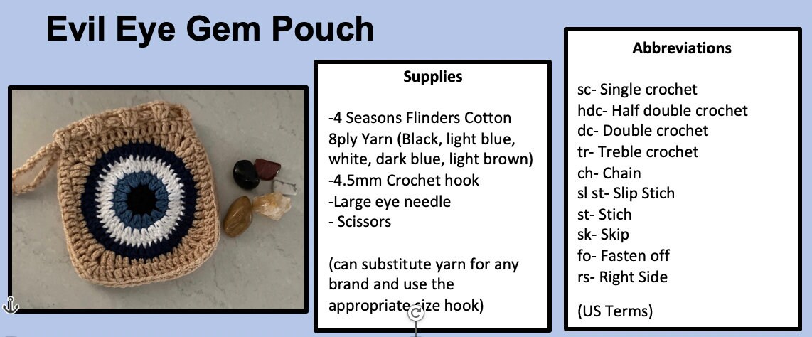 Evil Eye Gem Pouch Pattern - Etsy