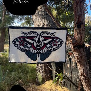 Crochet Wall Hanging Tapestry Pattern Moth Traditional Tattoo - Etsy