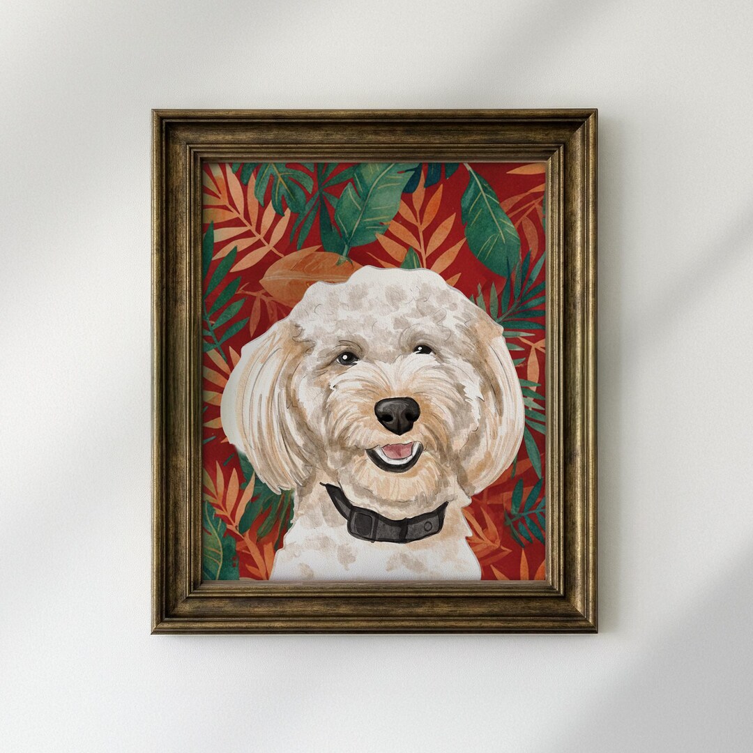 Custom Hand Painted Dog Portrait, Pet Lovers Gift, Painting From Photo ...