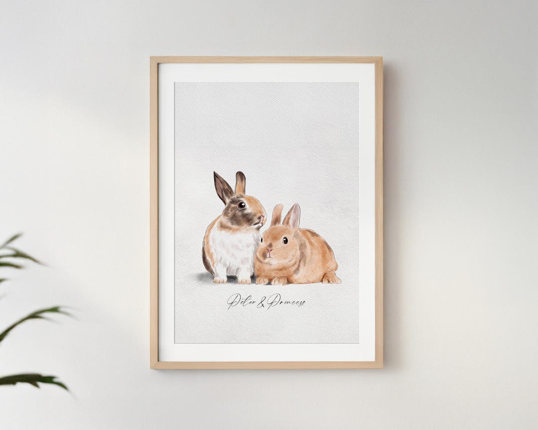 Custom Watercolor Rabbit Portrait: Personalized Bunny Lover Gift, Pet ...