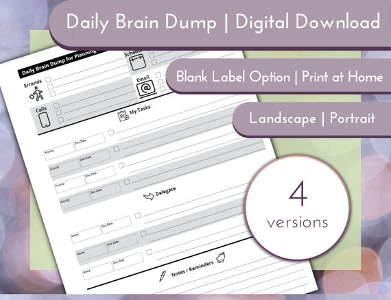 Brain Dump Printable US Letter to Do List Digital Download - Etsy