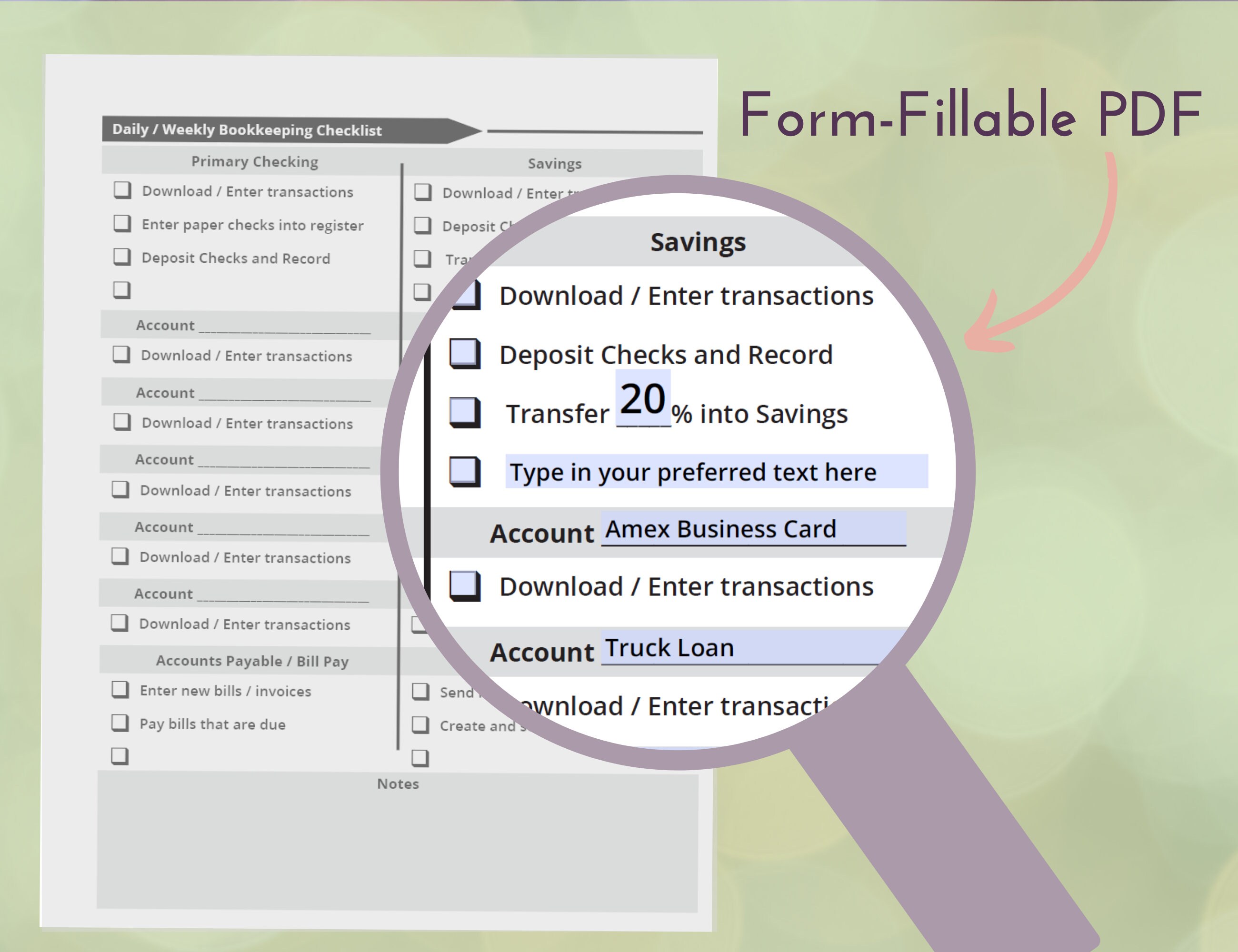 Form-fillable Daily & Weekly Bookkeeping Checklist for Small Business ...