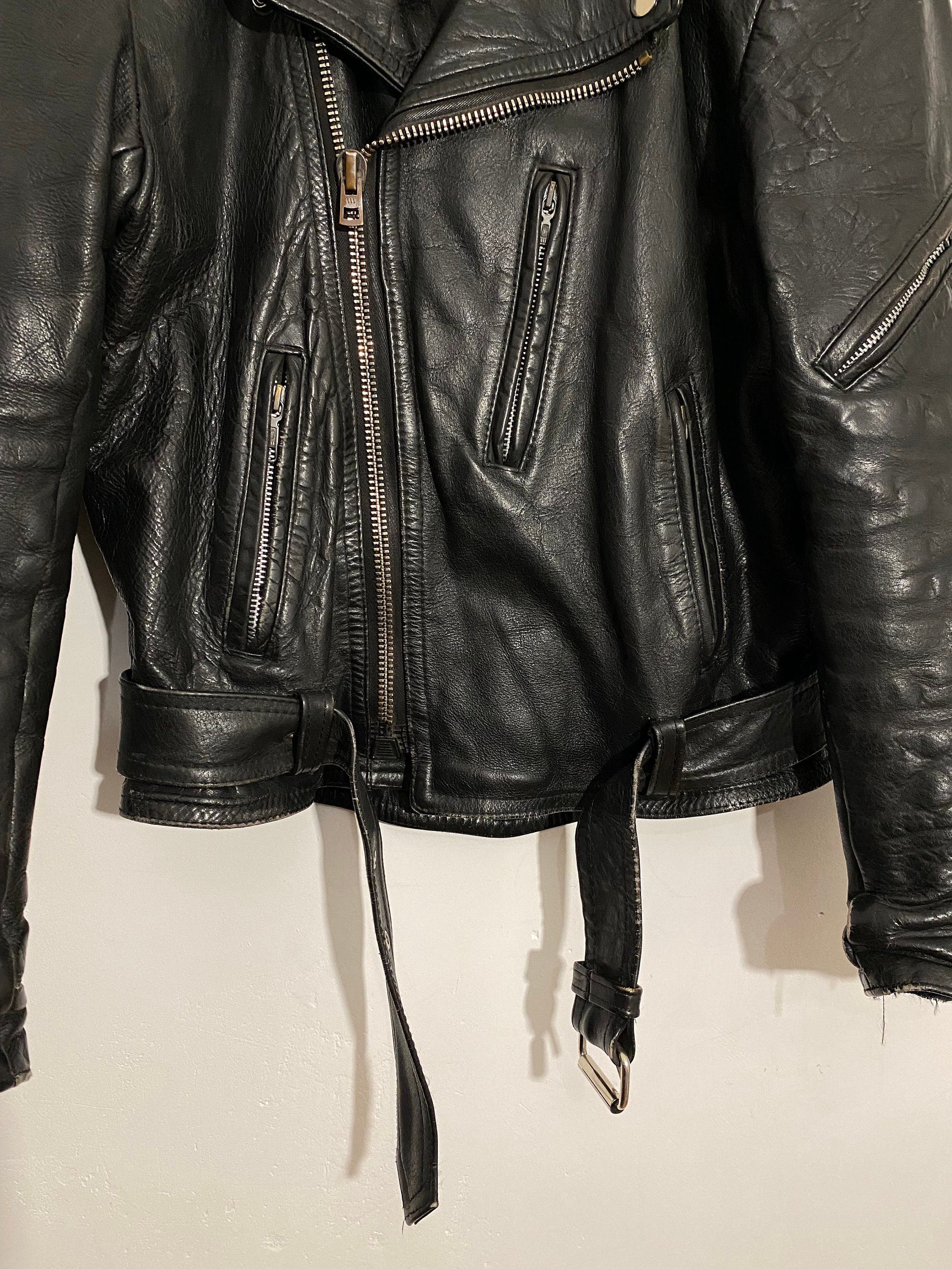 Men's Motorcycle Leather Biker Jacket Very Rare Punk Jacket 1960s 1970s ...