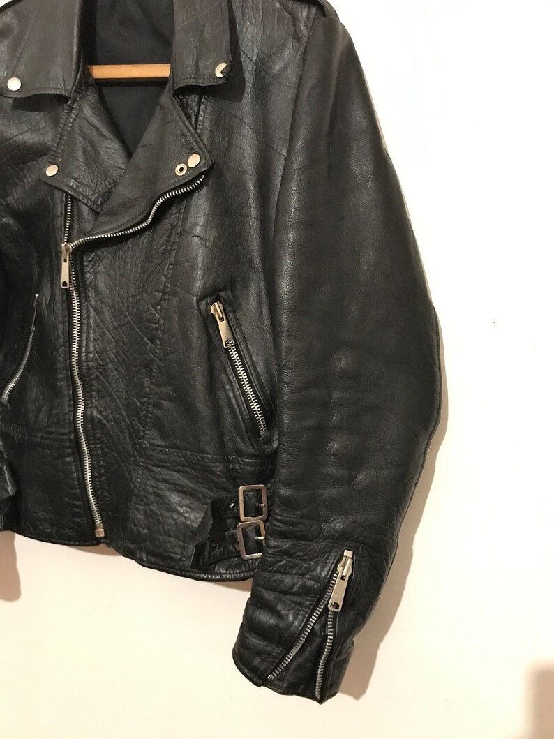 Vintage 80s British True Punk Style Motorcycle Leather Biker Jacket - Etsy