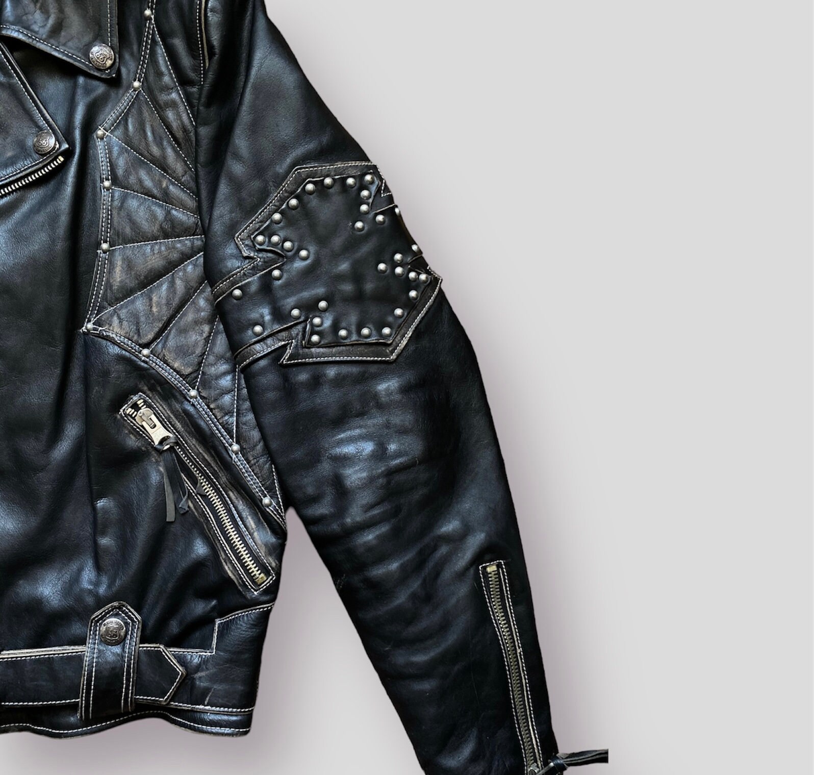 Distressed Motorcycle Leather Biker Vampire Jacket. Route 66 Jacket for Chopper - Etsy