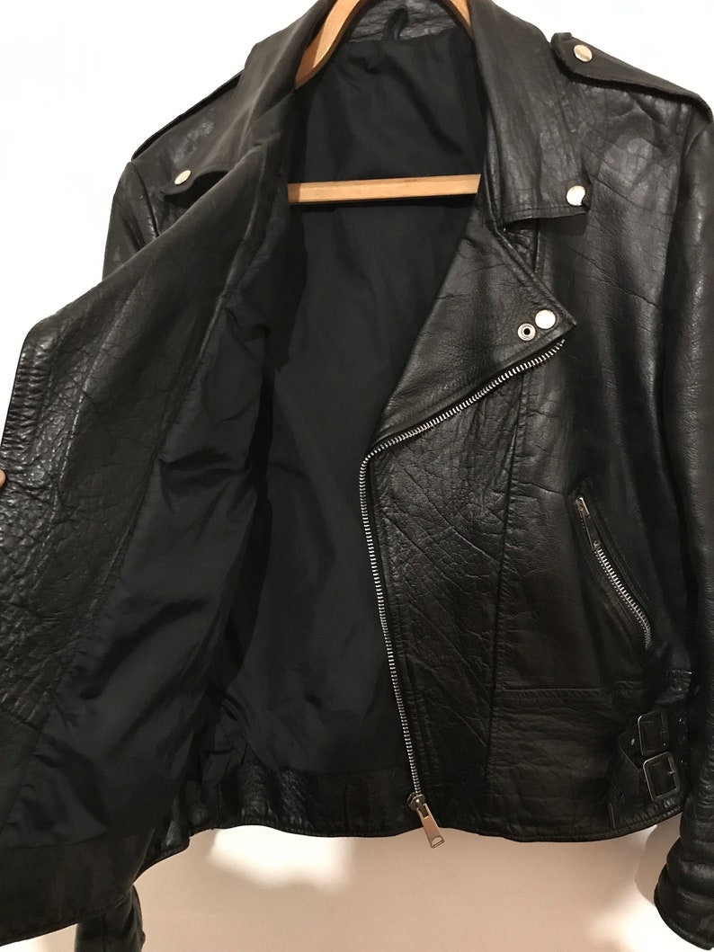 Vintage 80s British True Punk Style Motorcycle Leather Biker Jacket - Etsy