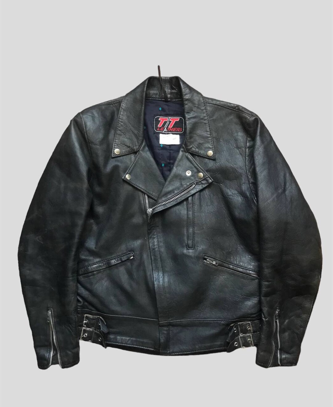 British Biker Leather Jacket Vintage 70s TT Leathers True Punk Style ...