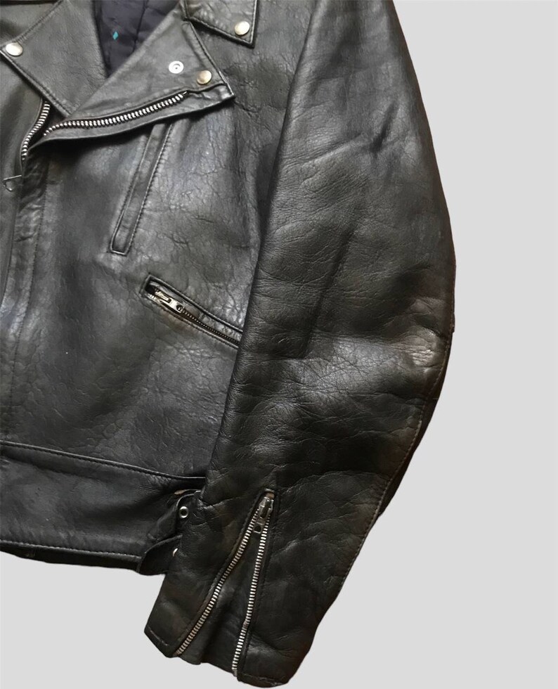 British Biker Leather Jacket Vintage 70s TT Leathers True Punk Style ...