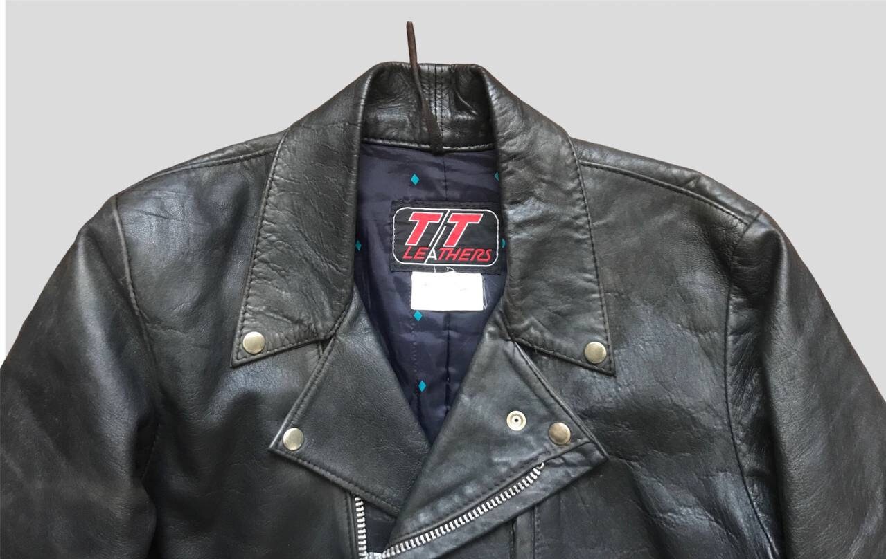 British Biker Leather Jacket Vintage 70s TT Leathers True Punk Style ...