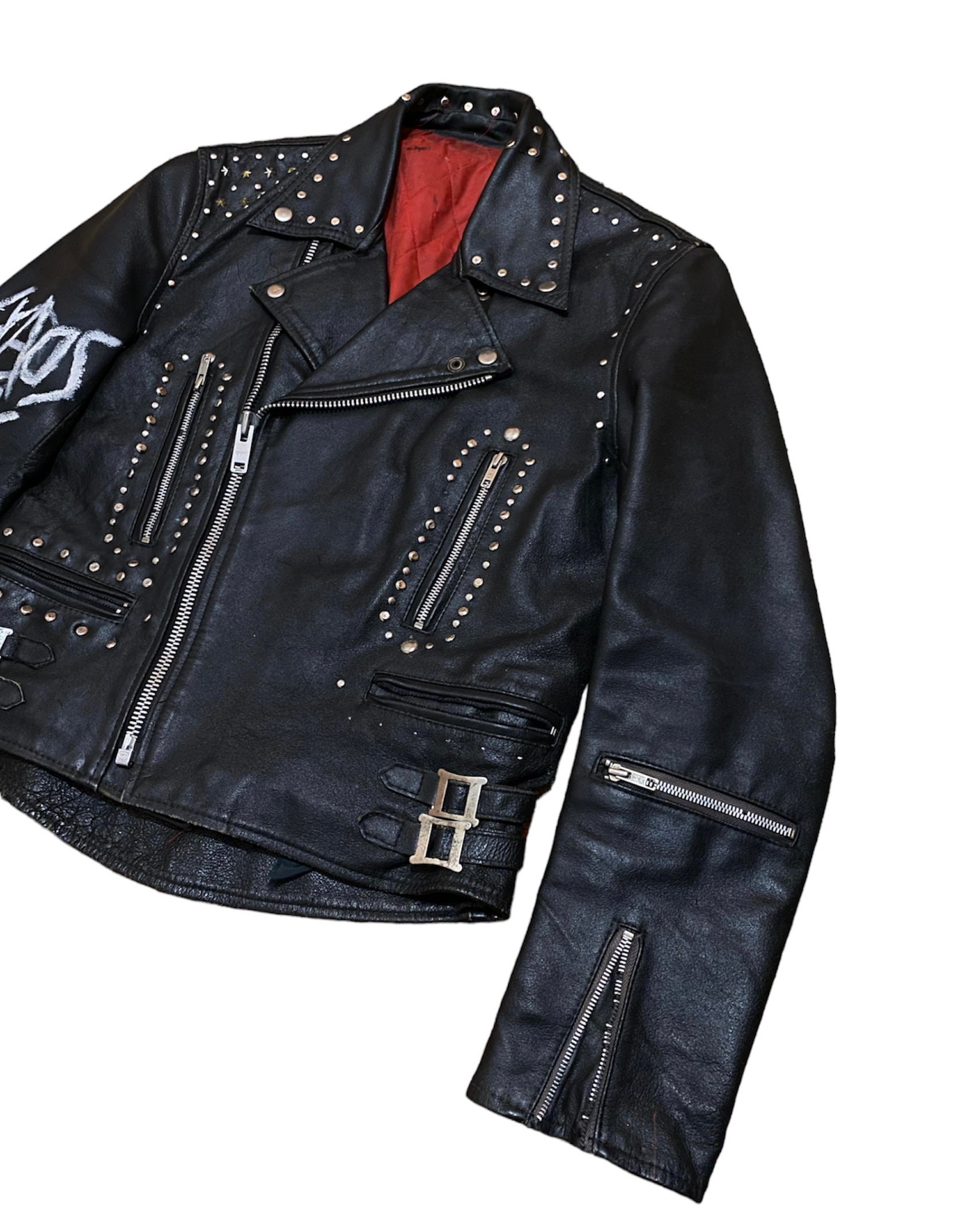 Vintage Campri Everest Studded Battle Punk Biker Leather Jacket Chaos ...