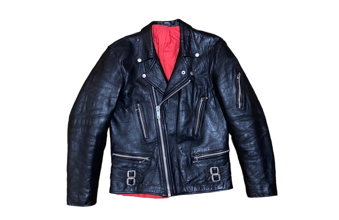 Vintage 80s British True Punk Style Motorcycle Leather Biker Jacket - Etsy