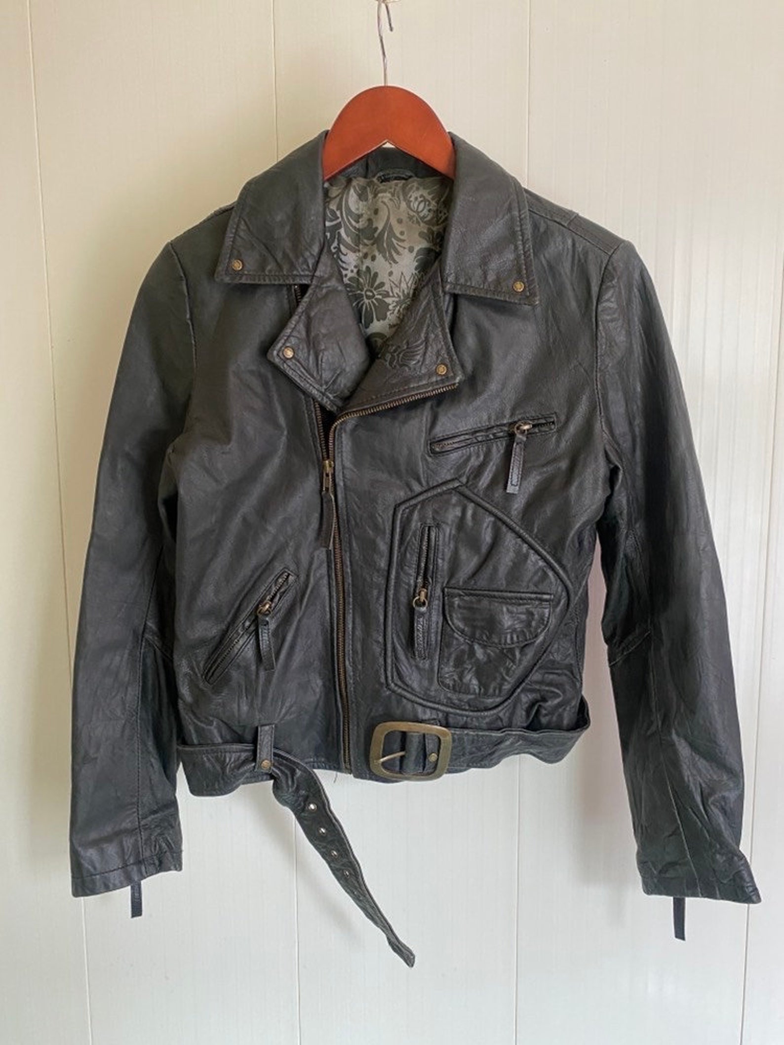 Vintage D Pocket Leather Jacket Punk Grunge Style. Suggestions - Etsy