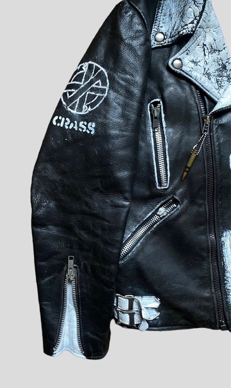 True Punk Customised Vintage Leather Jacket Wolf Leathers Hand-painted ...